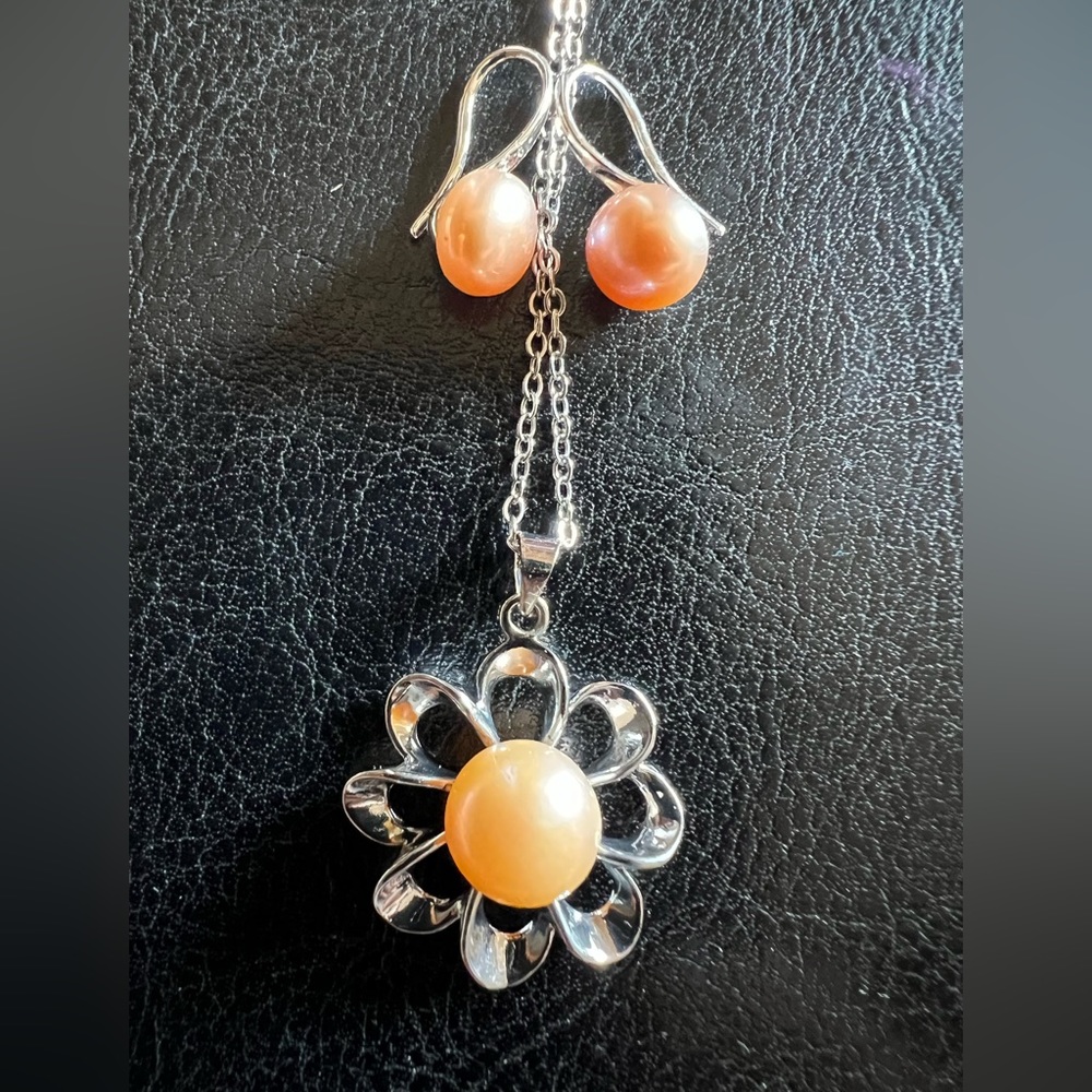 Genuine Peach Culture Pearls 10-11mm Silver Plated Pe… - Gem